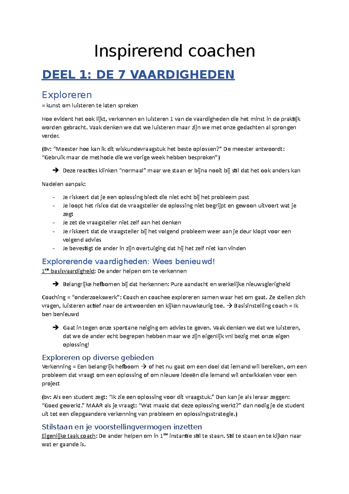 Inspirerend coachen - samenvatting boek - Inspirerend coachen DEEL 1 ...