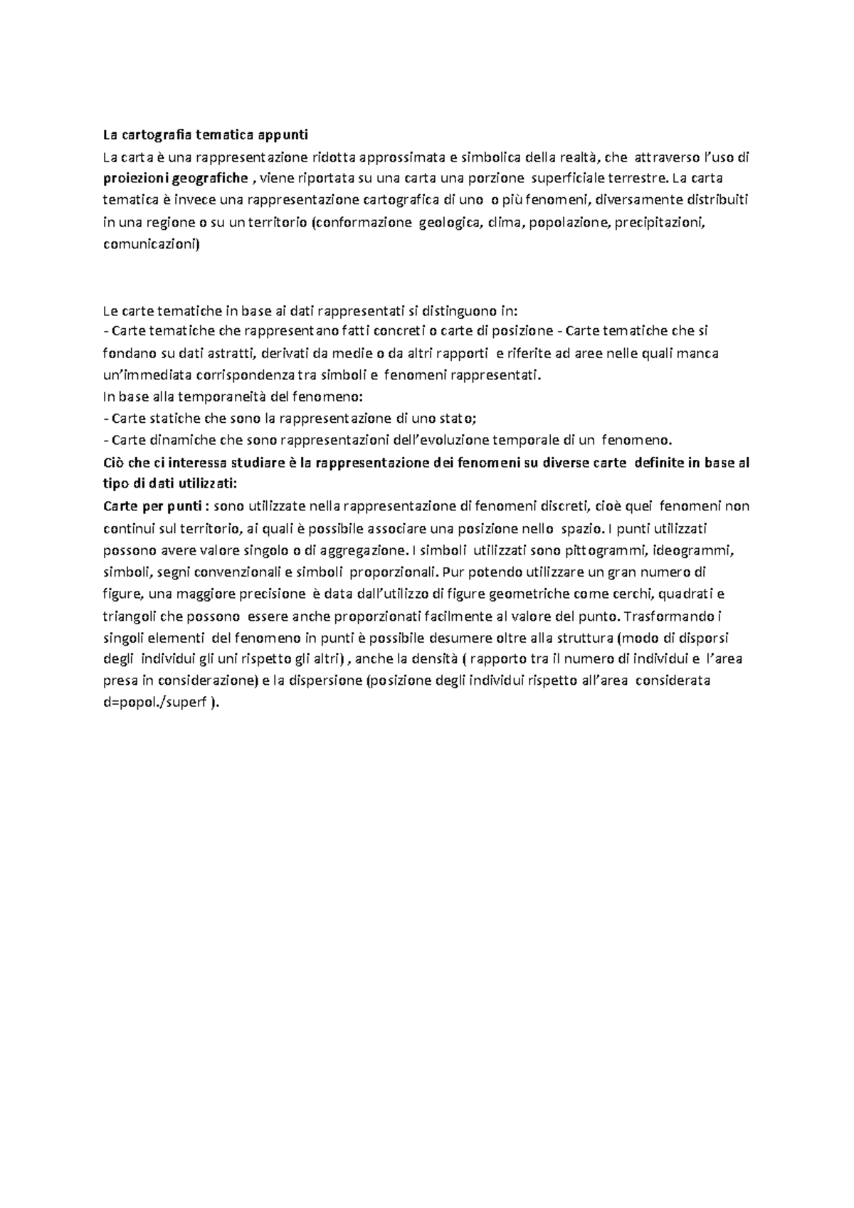 La cartografia tematica - La carta tematica è invece una ...