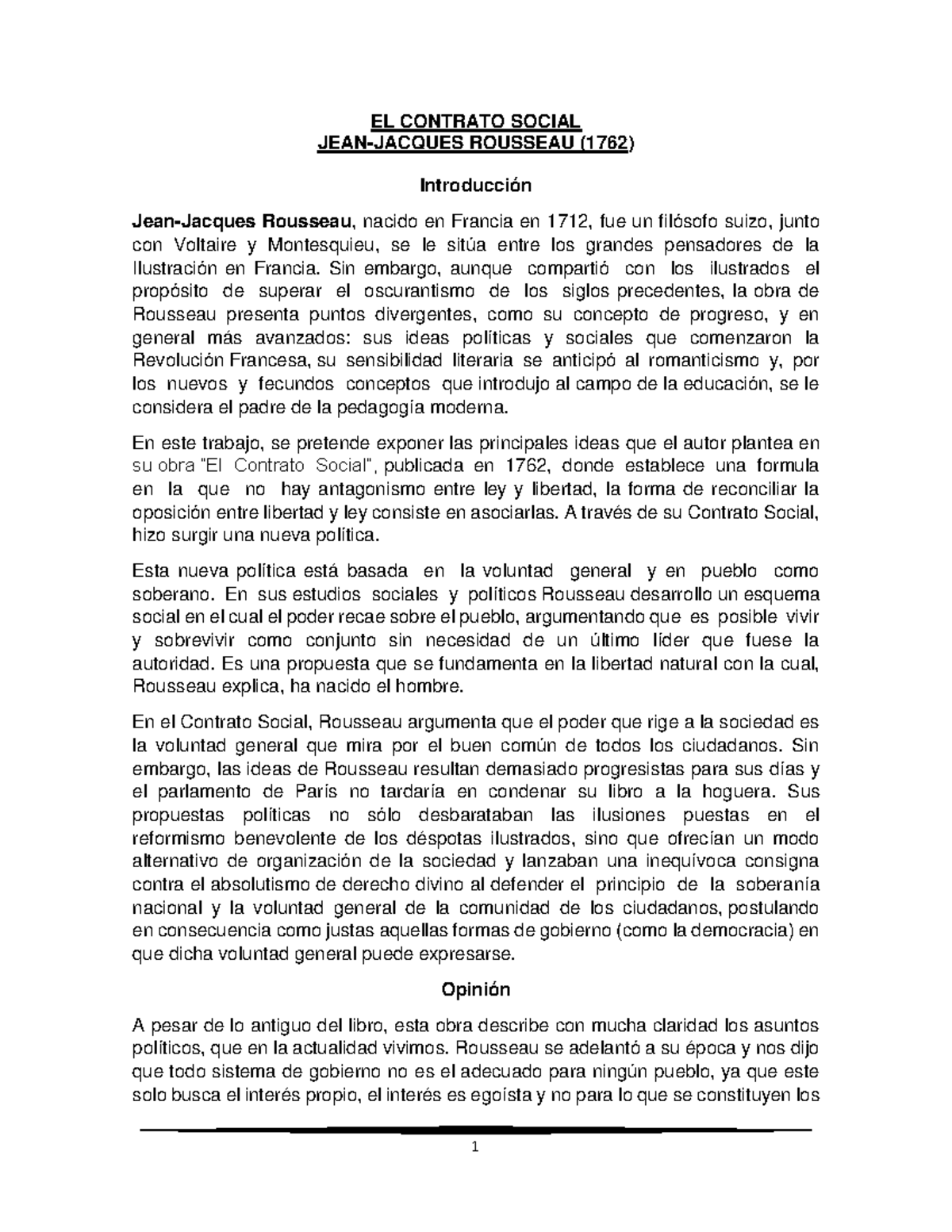 EL Contrato Social - resumen breve - EL CONTRATO SOCIAL JEAN-JACQUES ...