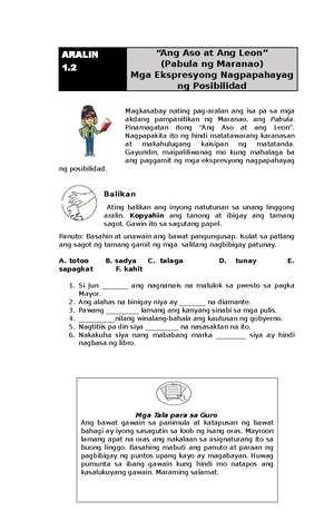 Yunitii- Gawain 1 - PAGSASALIN NG WIKANG INGLES SA FILIPINO - Gawain 3 ...