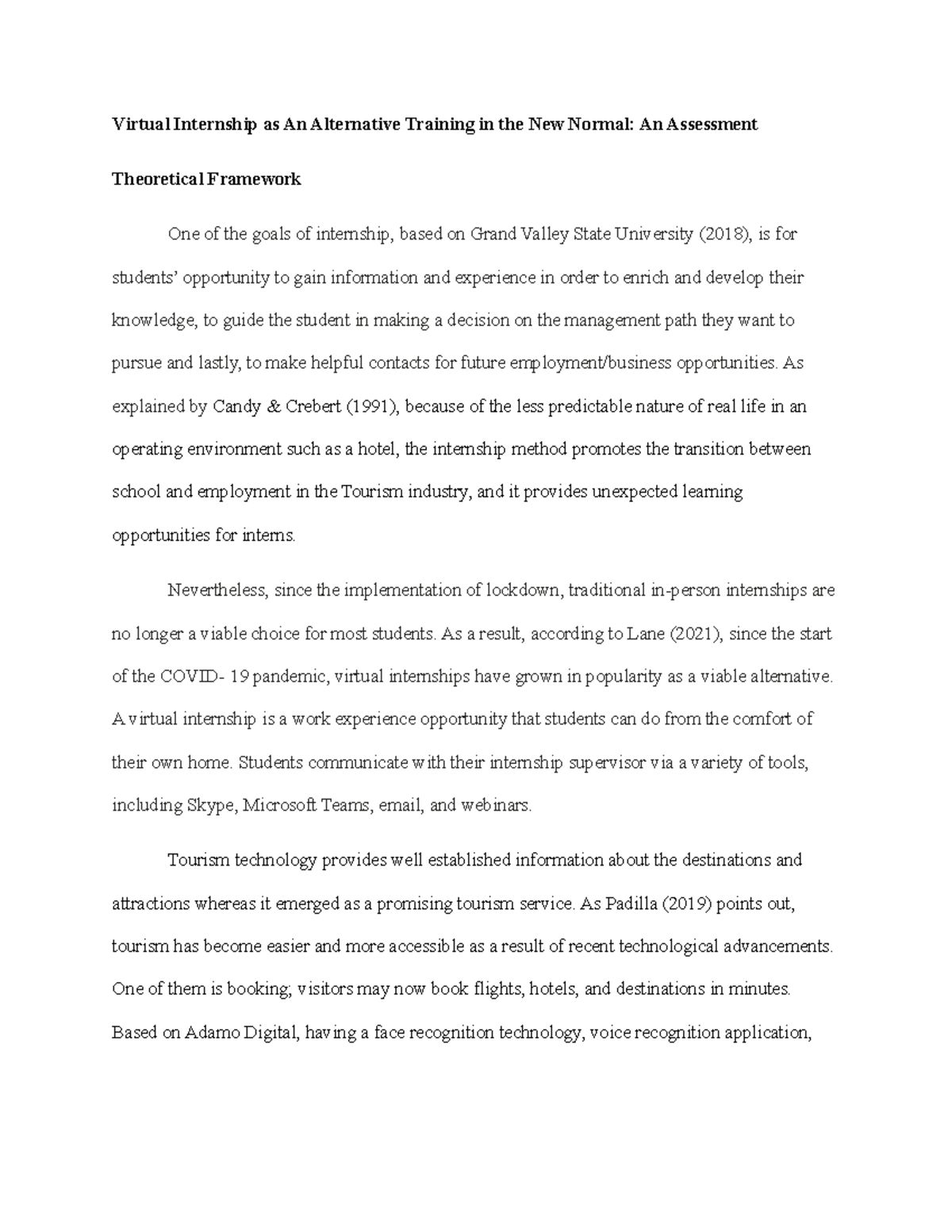 Example of English Tutor - Virtual Internship as An Alternative ...