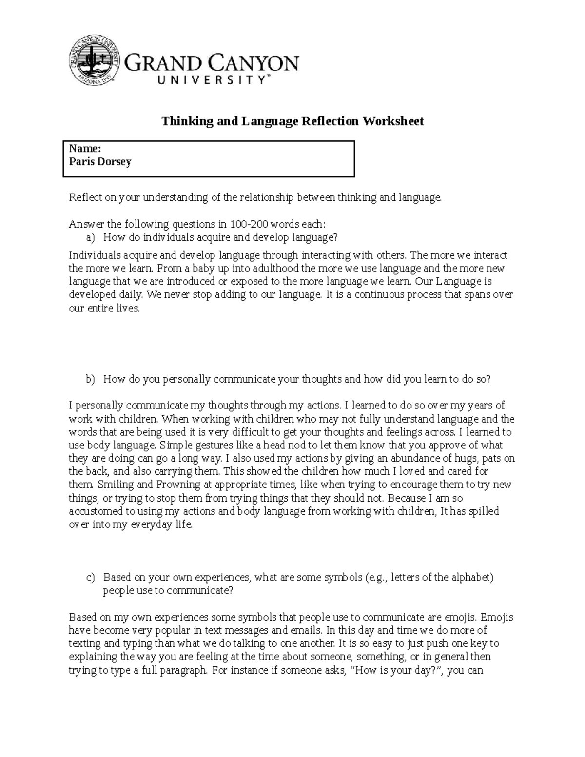 PHI105.T5 Thinkingand Language Reflection Worksheet 1-6-14 - Thinking ...