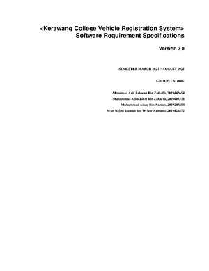 ISP250 SRS - isp srs report - Group Project ISP Software Requirement Specifications (SRS ...