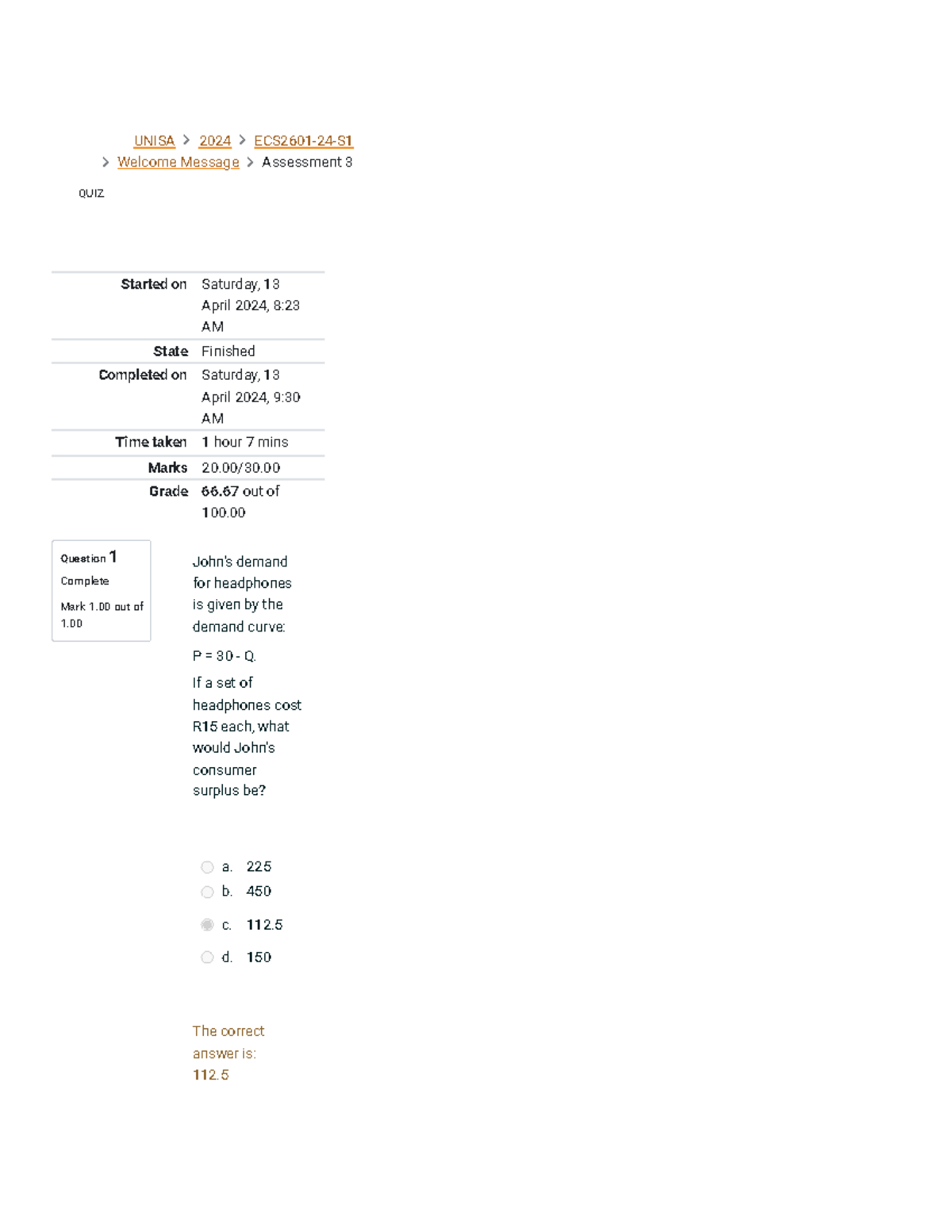 ECS2601 Assessment 3 Attempt 1 - UNISA 2024 ECS2601-24-S Welcome Message Assessment 3 - Studocu