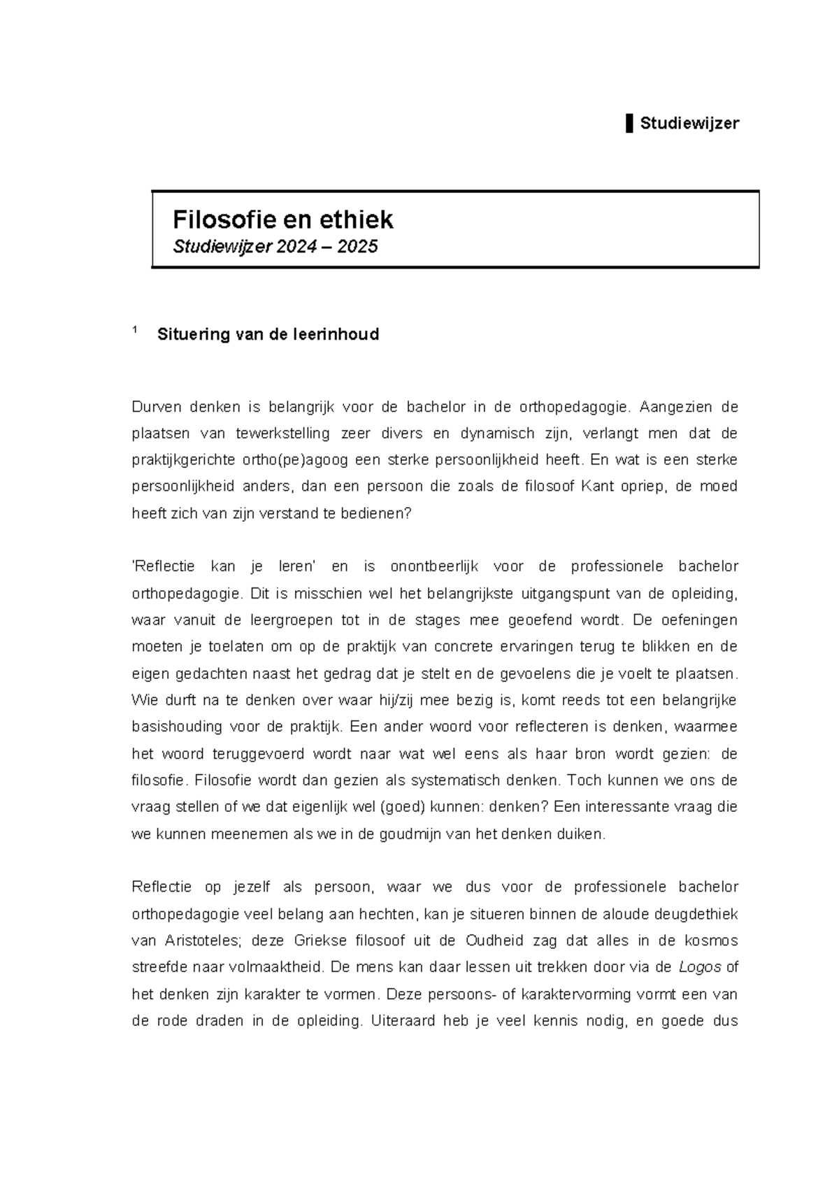 Studiewijzer filosofie ethiek 2425 - Studiewijzer Filosofie en ethiek ...