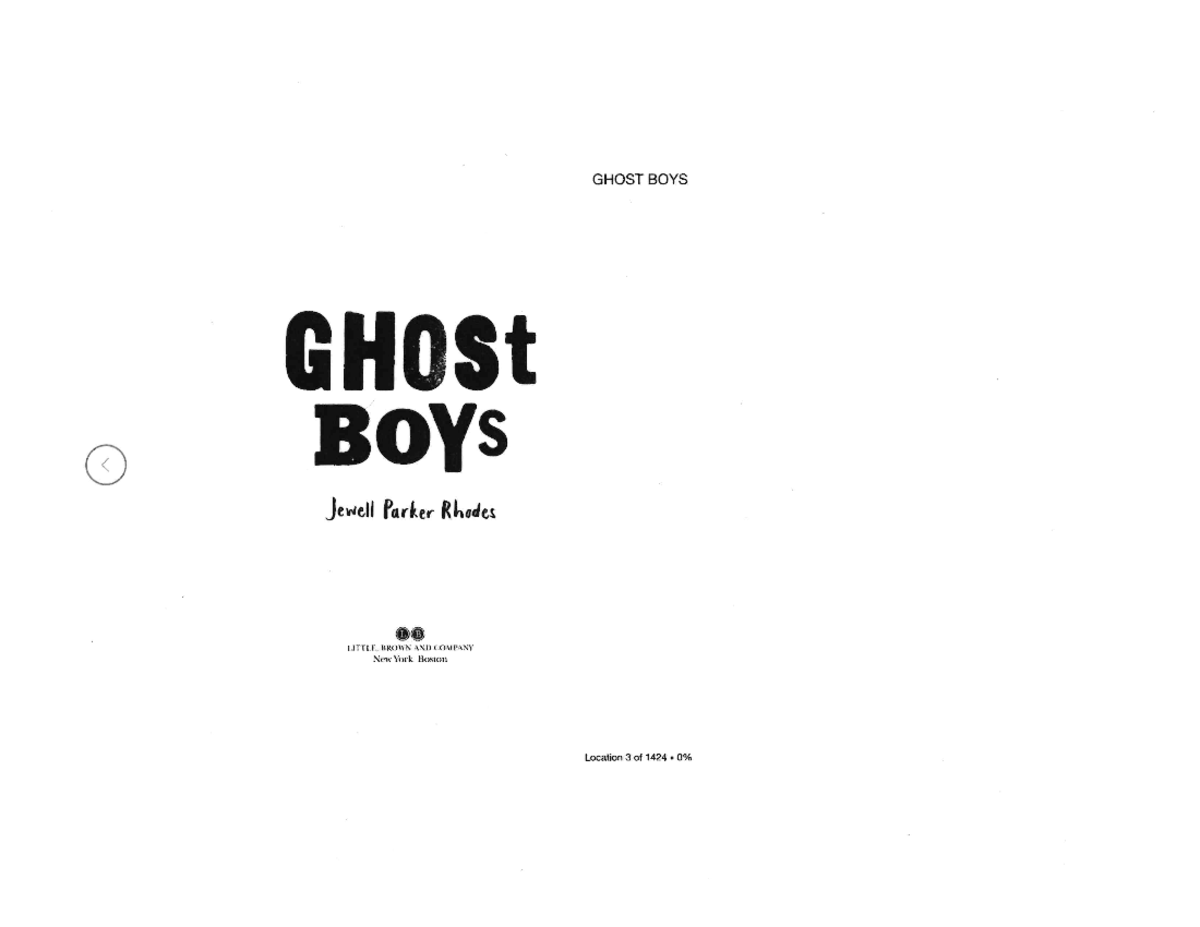 Ghost Boys Part 1 - Studocu
