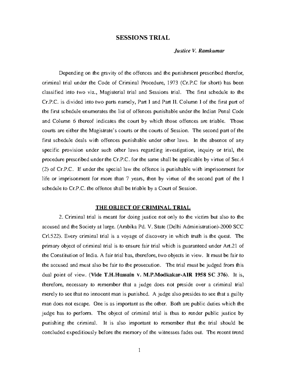 Sessions Trial - Criminal law - SESSIONS TRIAL Justice V. Ramkumar ...