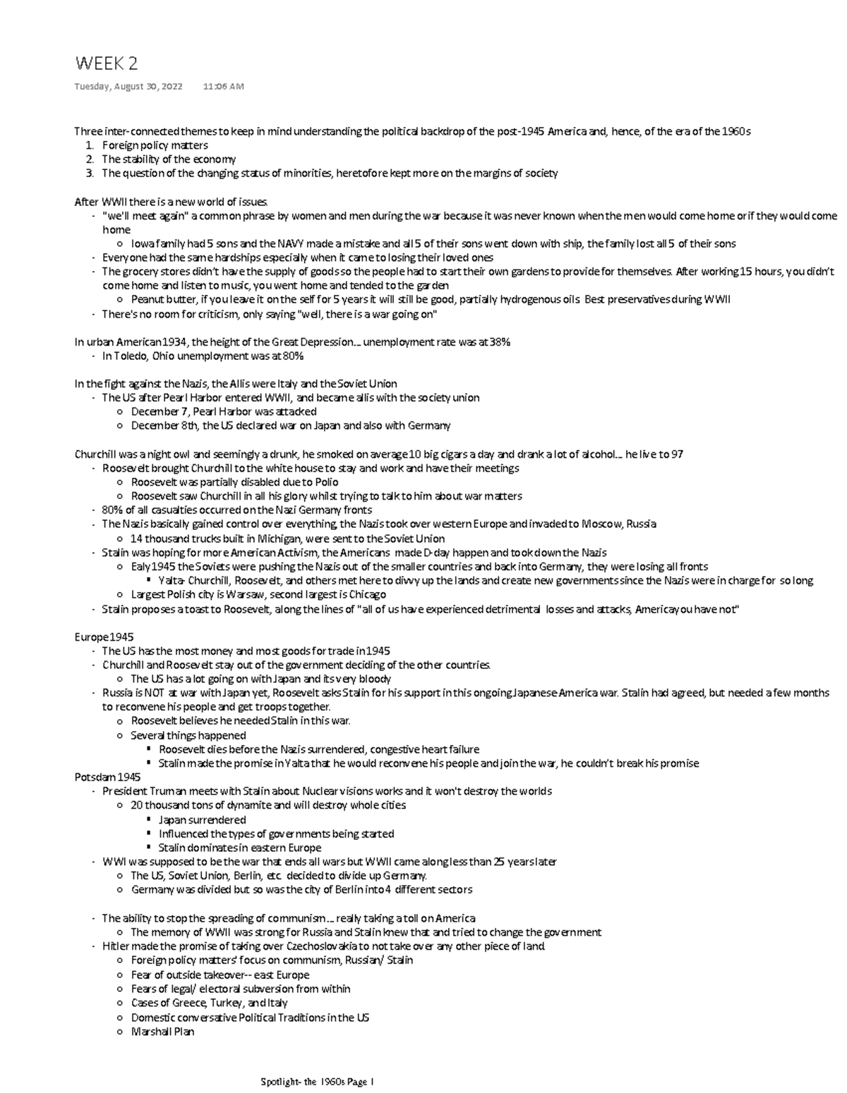 WEEK 2 - this is basic scattered notes from hist 180 week two - Three ...