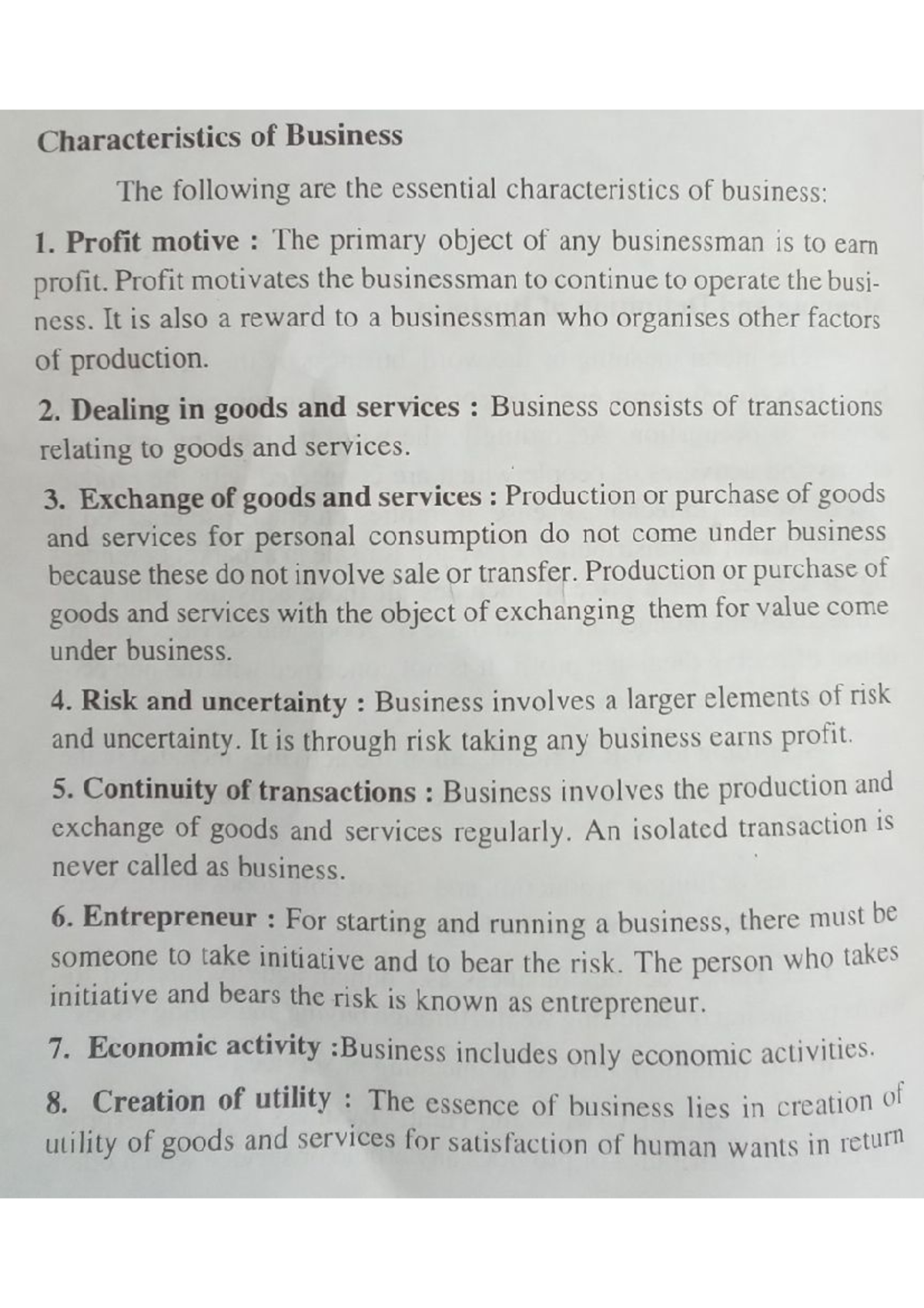 Characteristics 0f Business - B.Com - Studocu