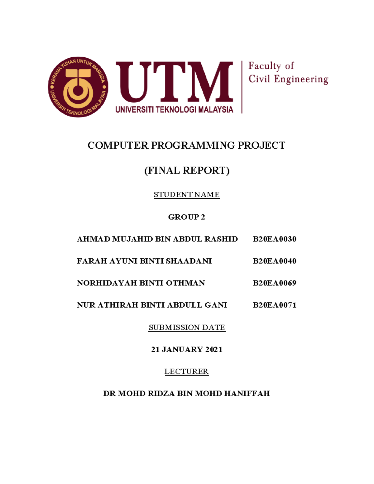 Pipe Network Analysis Final Report - COMPUTER PROGRAMMING PROJECT ...