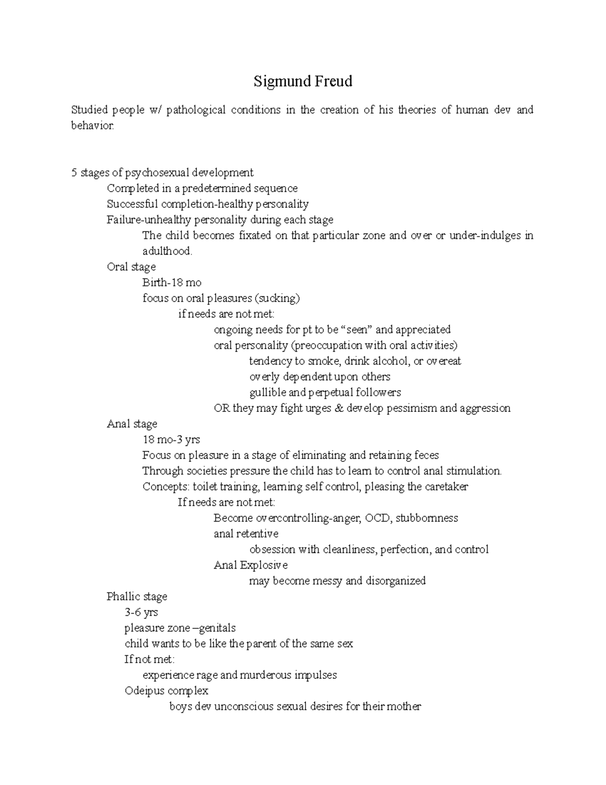 Sigmund Freud - Sigmund Freud Studied people w/ pathological conditions ...