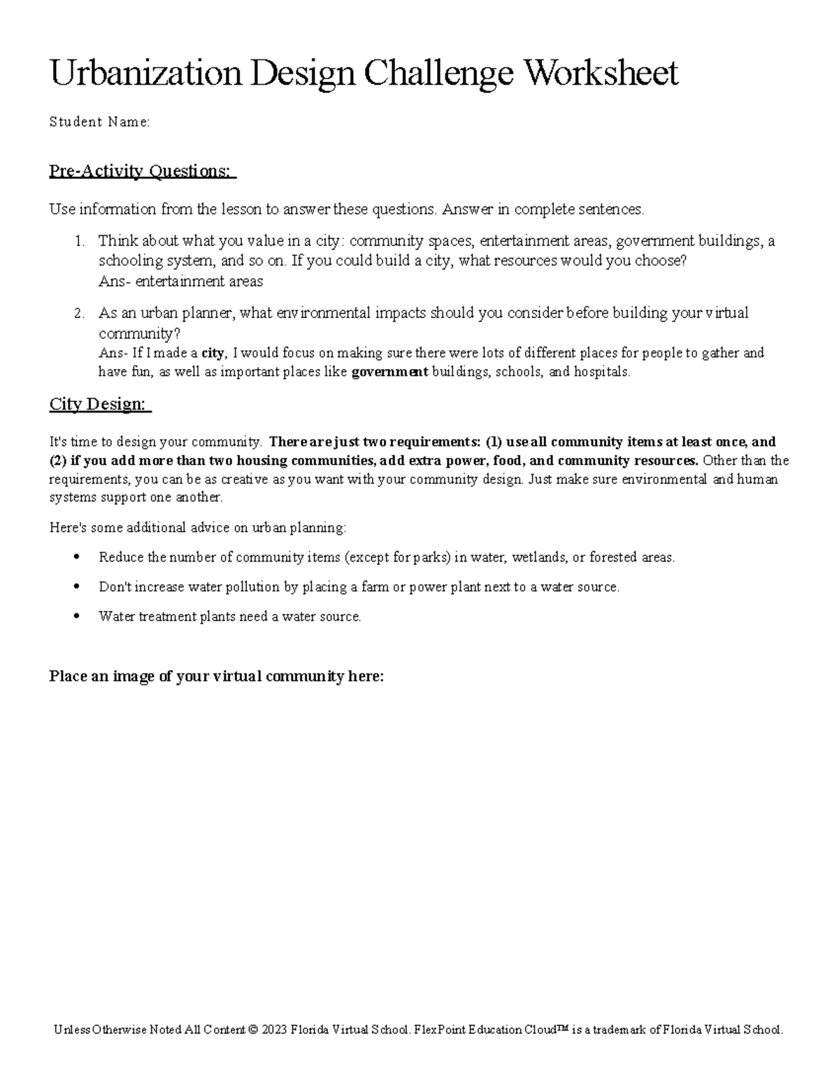 05 06 worksheet - hdjjd - Urbanization Design Challenge Worksheet ...