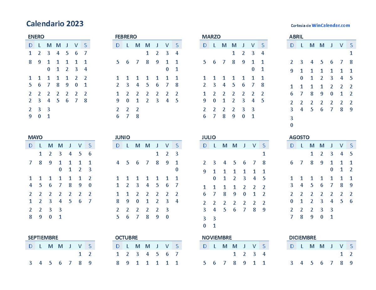 2023 - Apuntes - Calendario 2023 Cortesia de WinCalendar ENERO FEBRERO ...