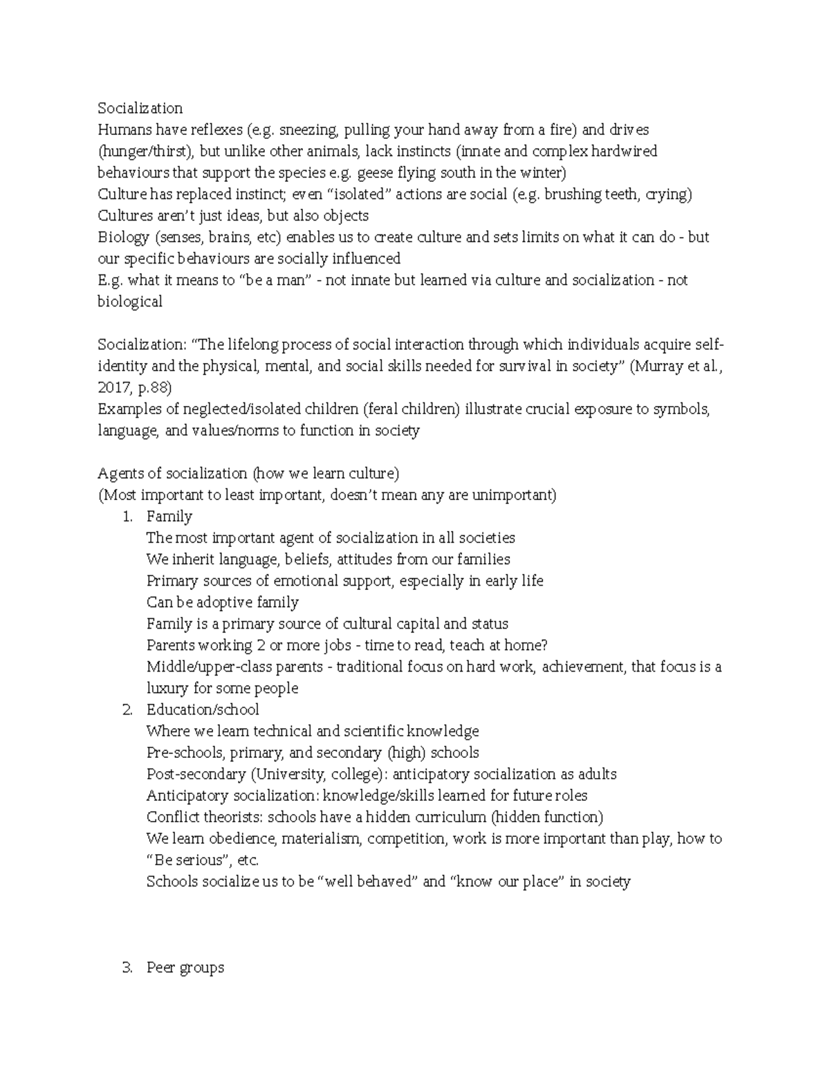 Sociology 12, Socialization Unit 4 - Socialization Humans have reflexes ...