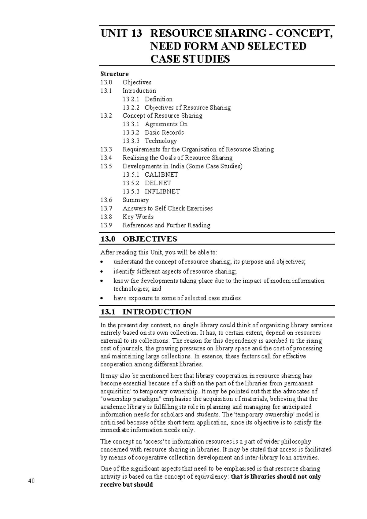 Block-4 BLIS-01 Unit-13 - Resource Sharing and User Studies UNIT 13 ...