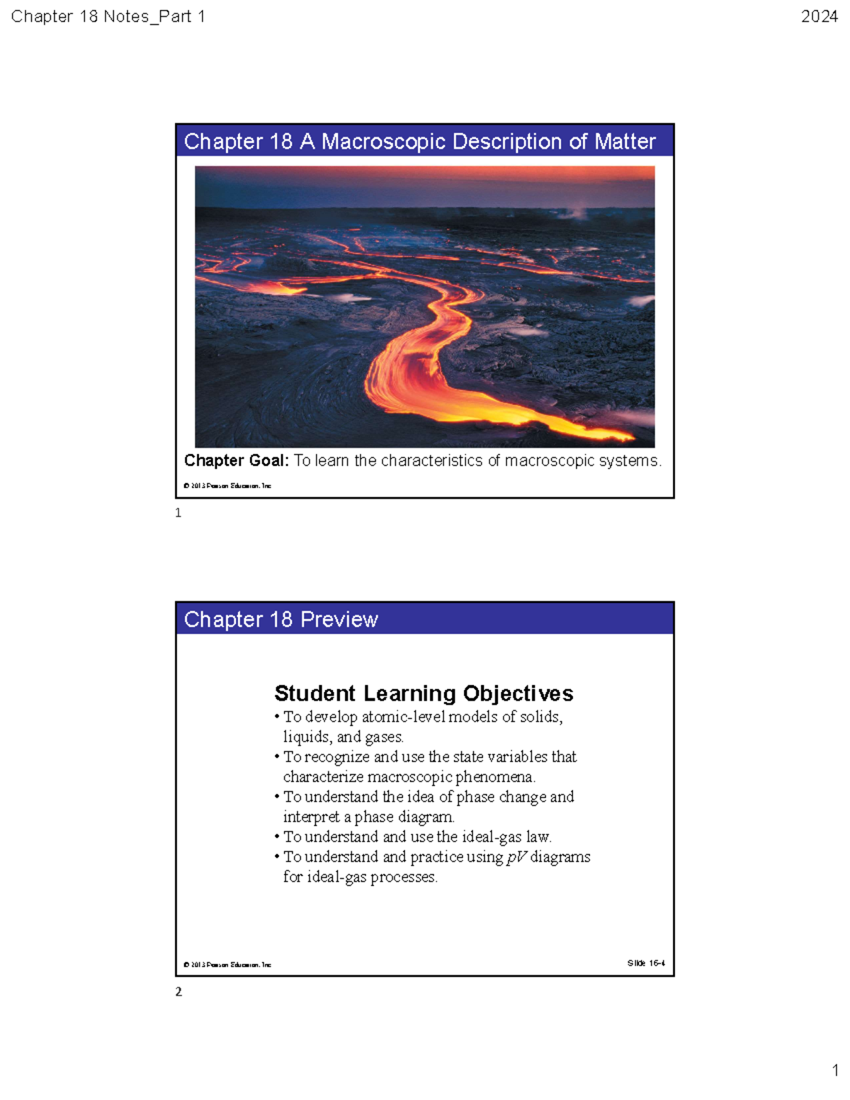 Chapter 18 Notes Part 1 - Description - © 2013 Pearson Education, Inc ...