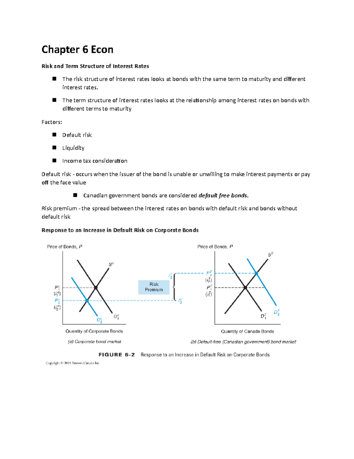 Ch6 notes - summary - Chapter 6 Econ Risk and Term Structure of ...