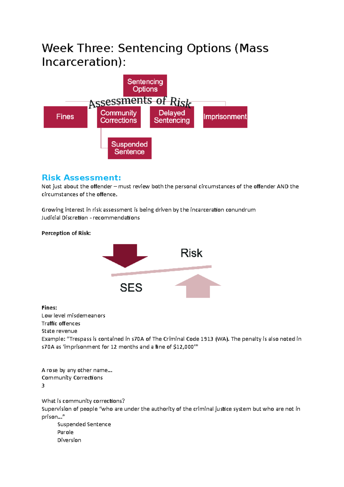 Week Three- Sentencing Options (Mass Incarceration) - Week Three ...