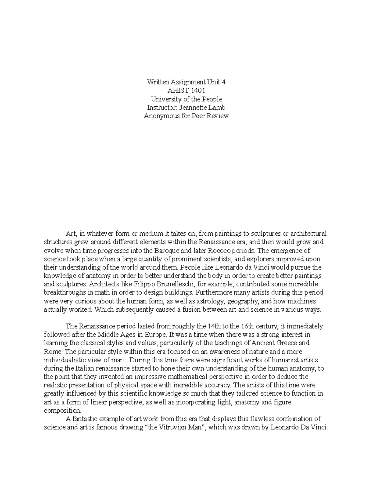 Written Assignment Unit 4 AHIST 1401 Word - Written Assignment Unit 4 AHIST 1401 University of ...