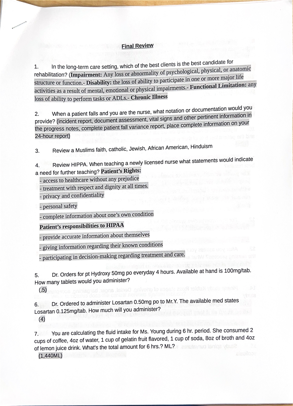 Final review - VN 200 - Studocu