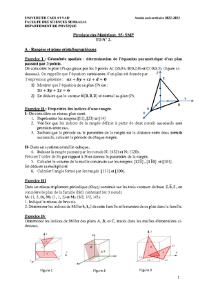 Corrigé TD N°4 2021 2022 - Physique des Matériaux. SMP- S5. TD N°4. (2021/2022). Corrigé ...