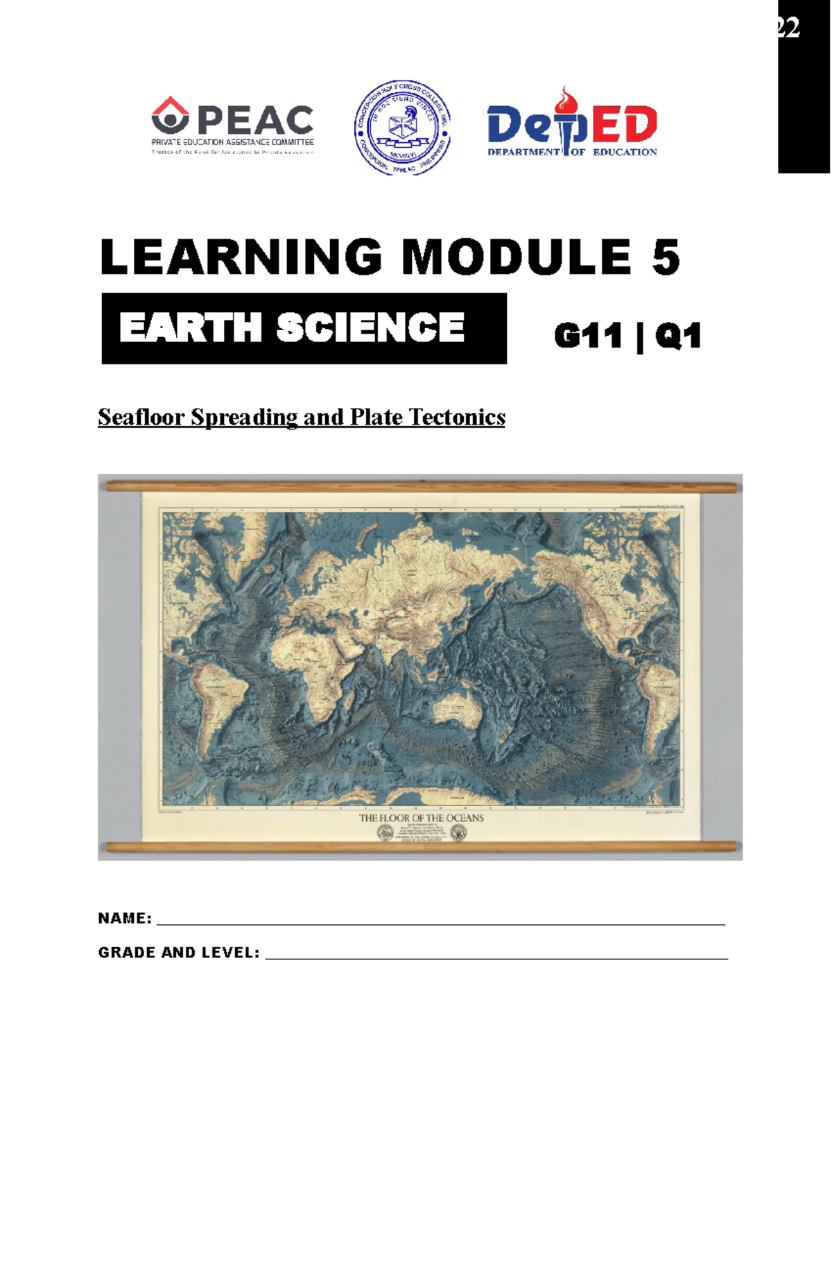 Grade-11 - Earth Science-Module-5-Q1 - LEARNING MODULE 5 Seafloor ...
