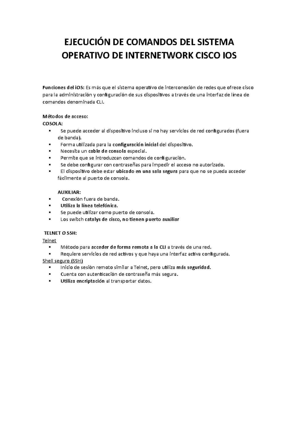 Ejecución De Comandos Del Sistema Operativo De Internetwork Cisco Ios