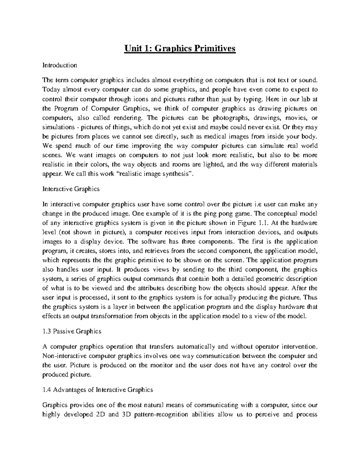 5 SEM - Computer Graphics - Unit 1: Graphics Primitives Introduction ...