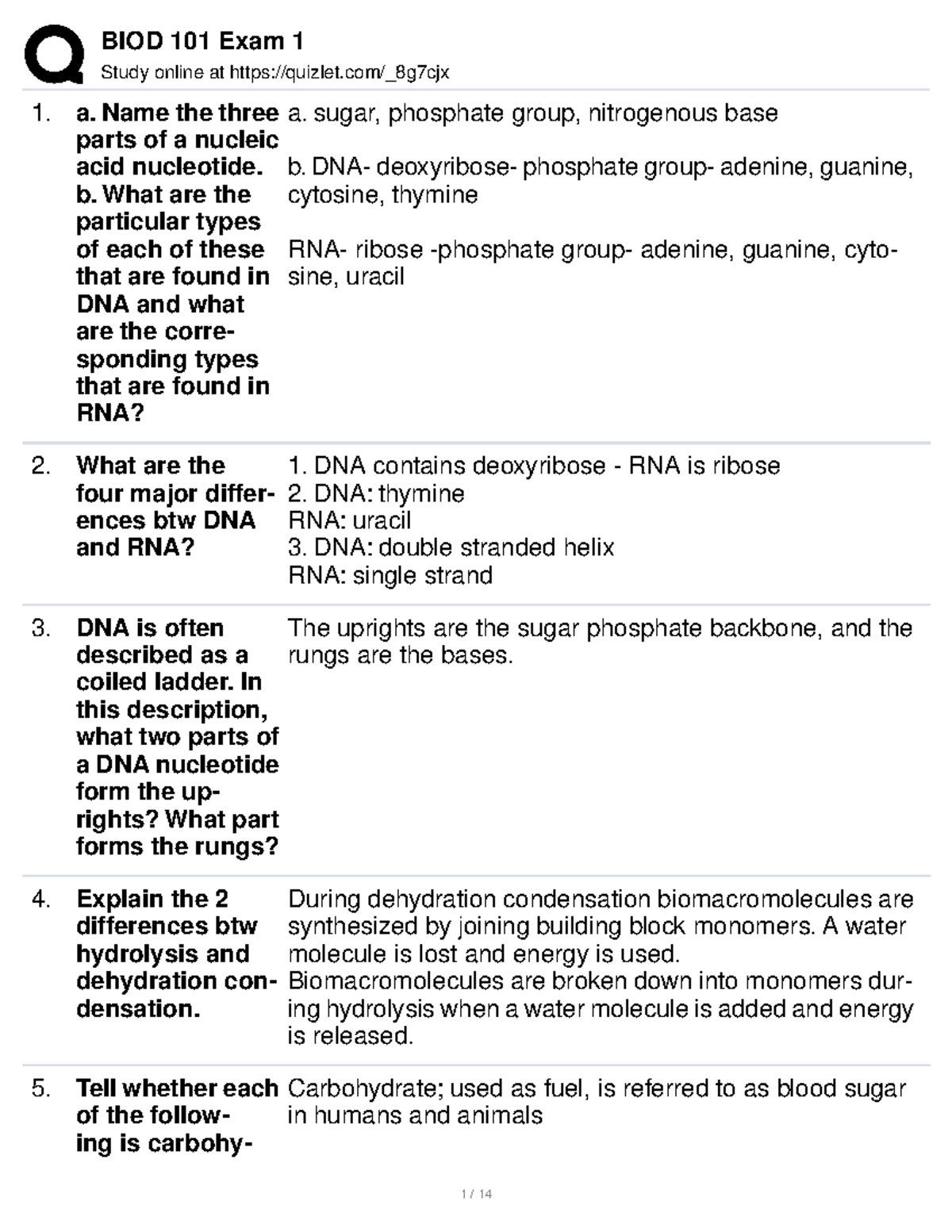 Biology 1 test 1 - notes for class - Study online at quizlet/_8g7cjx a ...