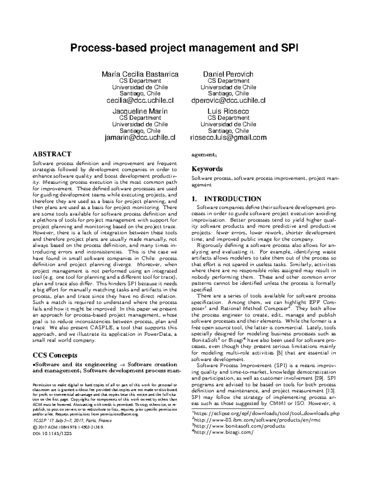 Process-based project management and SPI - uchile Daniel Perovich CS ...