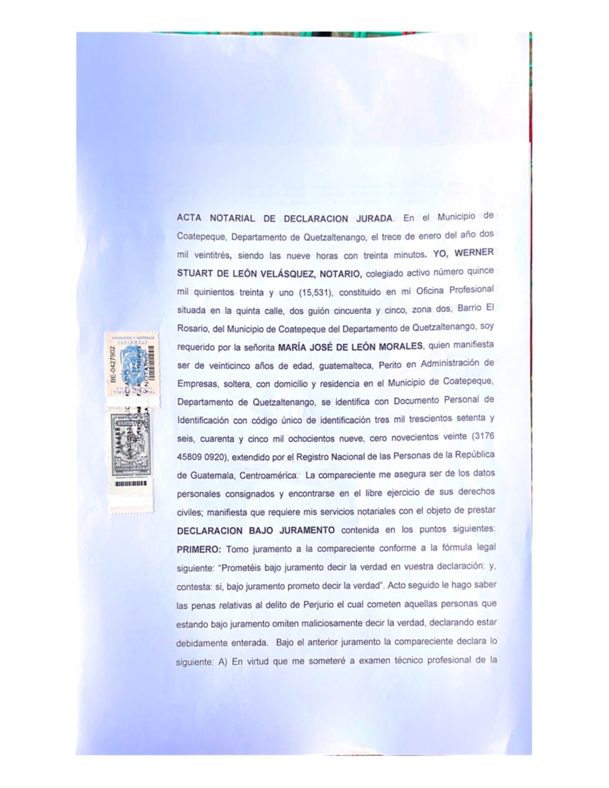 16 19109 Acta Ejemplo Derecho Notarial Ii Studocu