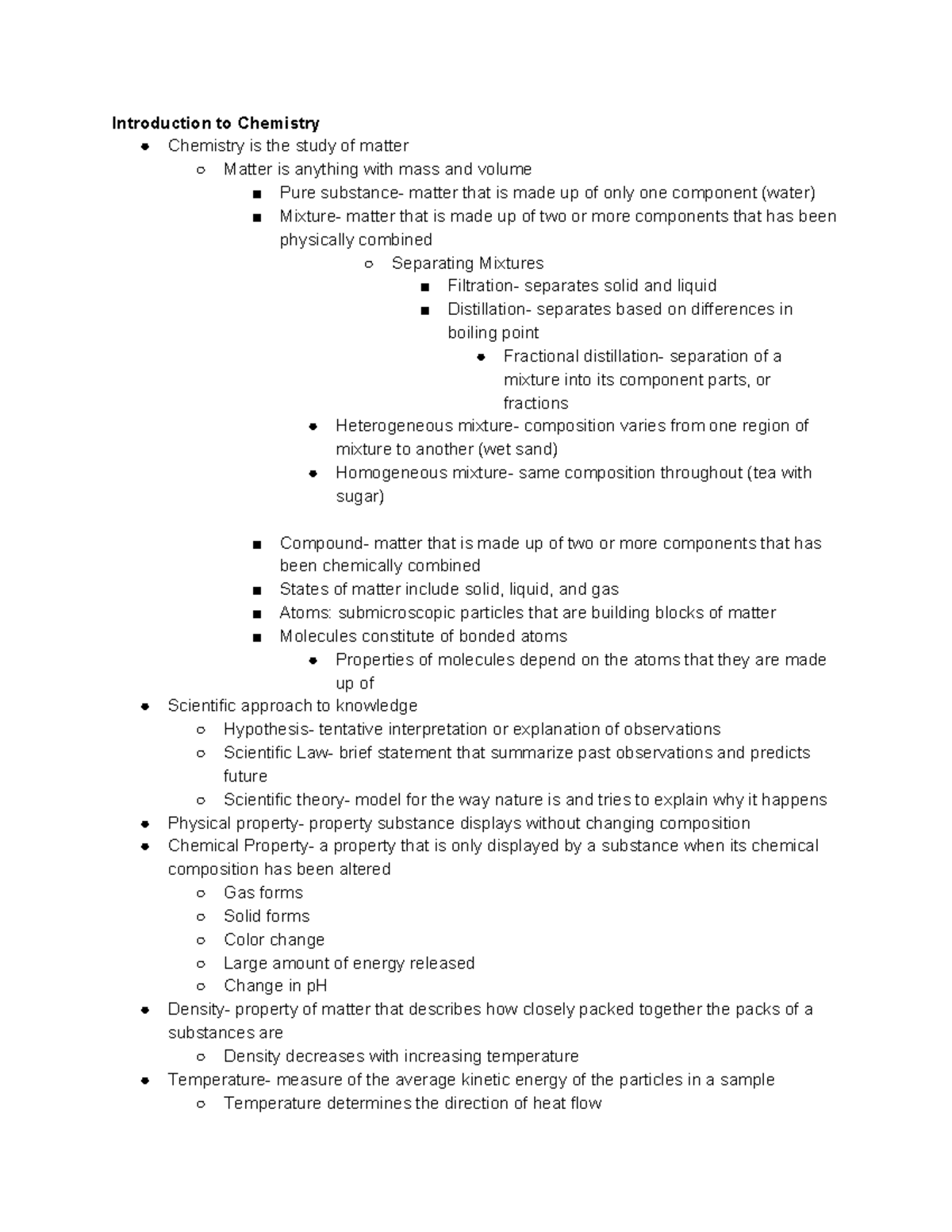 Ap Chem Test Review - Notes - Introduction to Chemistry Chemistry is ...