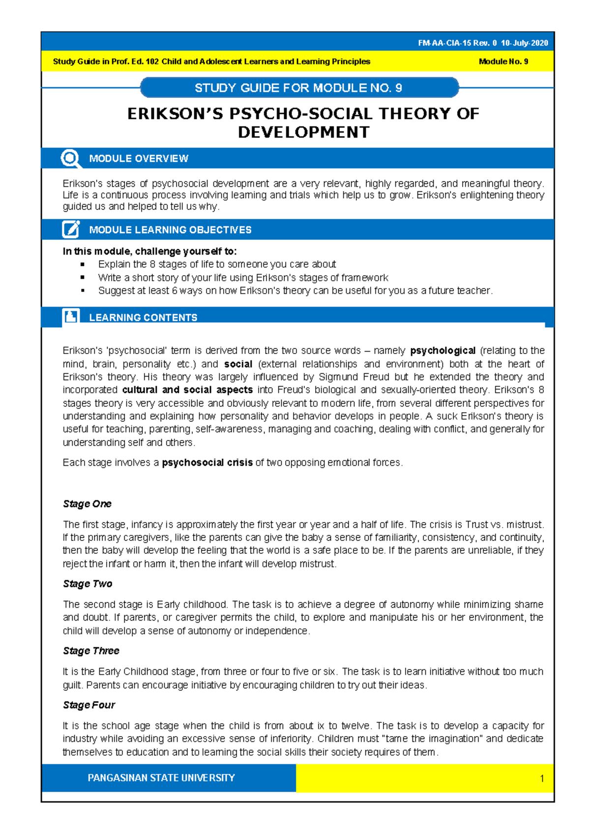 PROF ED 102 SG 9 - Study guide - STUDY GUIDE FOR MODULE NO. 9 FM-AA-CIA ...