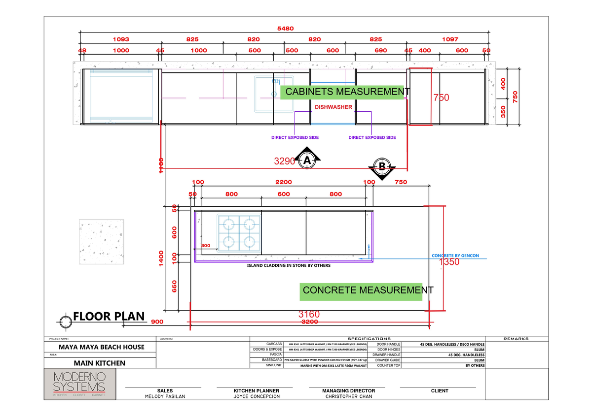 MAIN Kitchen - Counter TOP Layout - 5480 1093 825 820 820 825 1097 48 ...