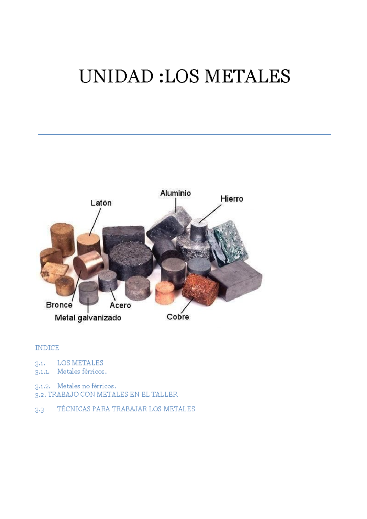 2 ESO Metales - Los materiales metálicos los utiliza el ser humano ...