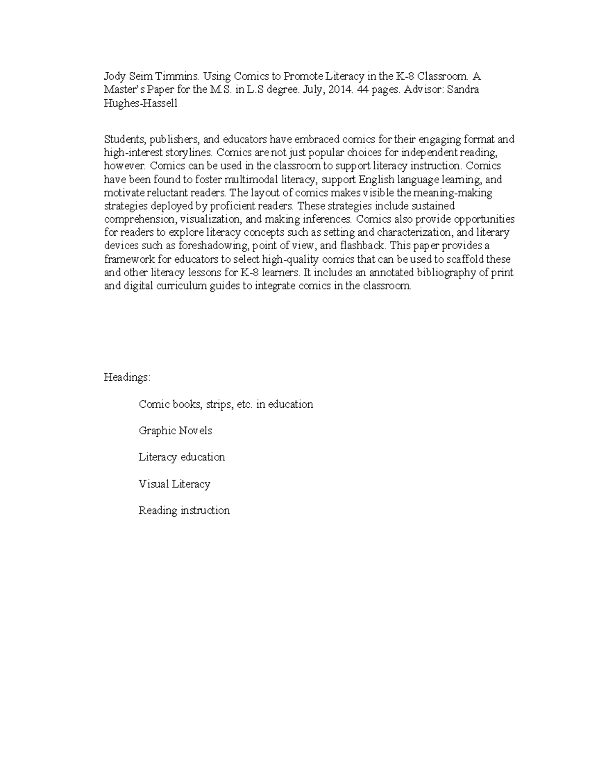 Using Comics to Promote Literacy in the K-8 Classroom - Jody Seim ...