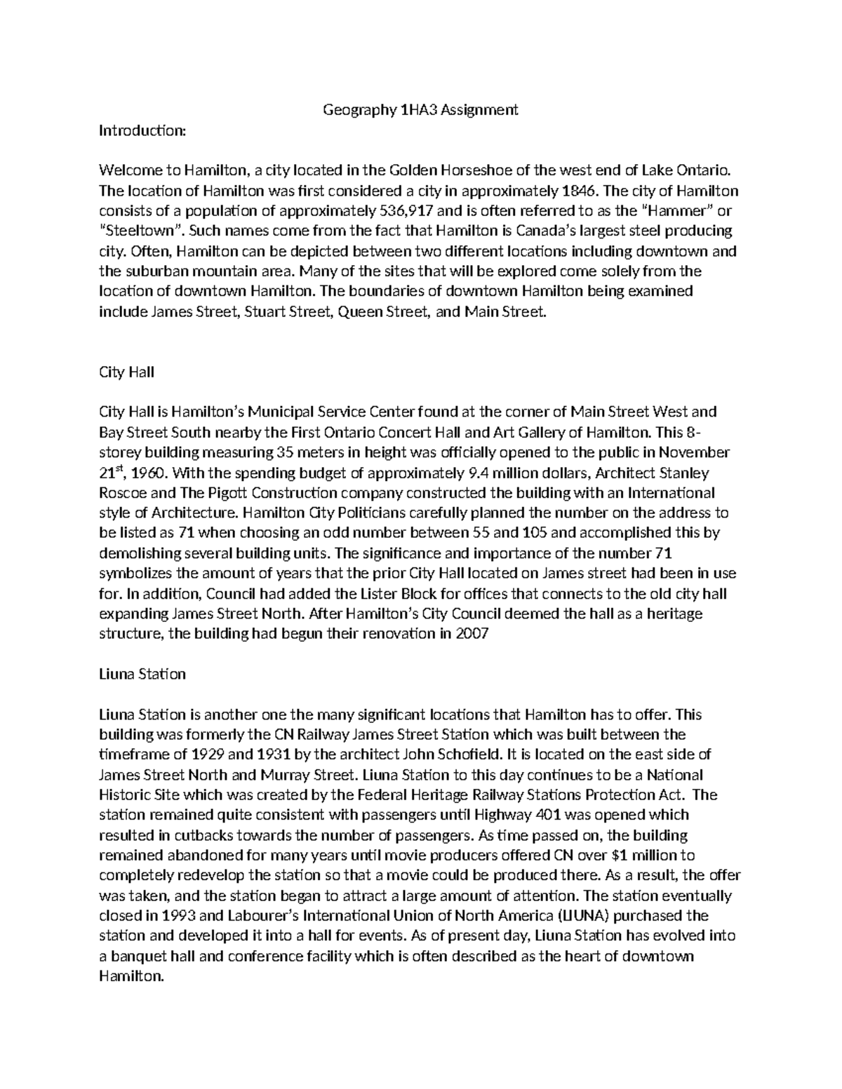 Geography 1HA3 Assignment - Geography 1HA3 Assignment Introduction ...