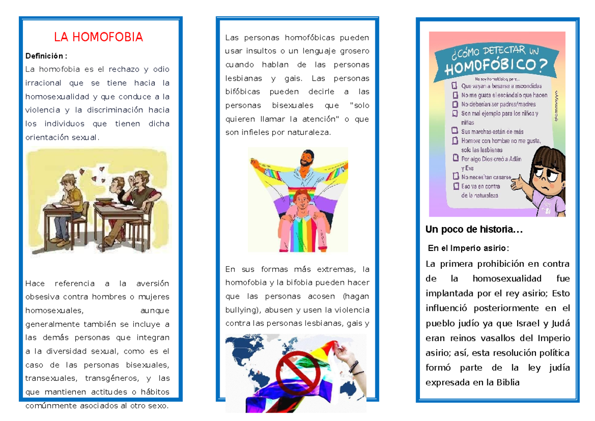 LA Homofobia - Práctica - LA HOMOFOBIA Definición : La homofobia es el ...