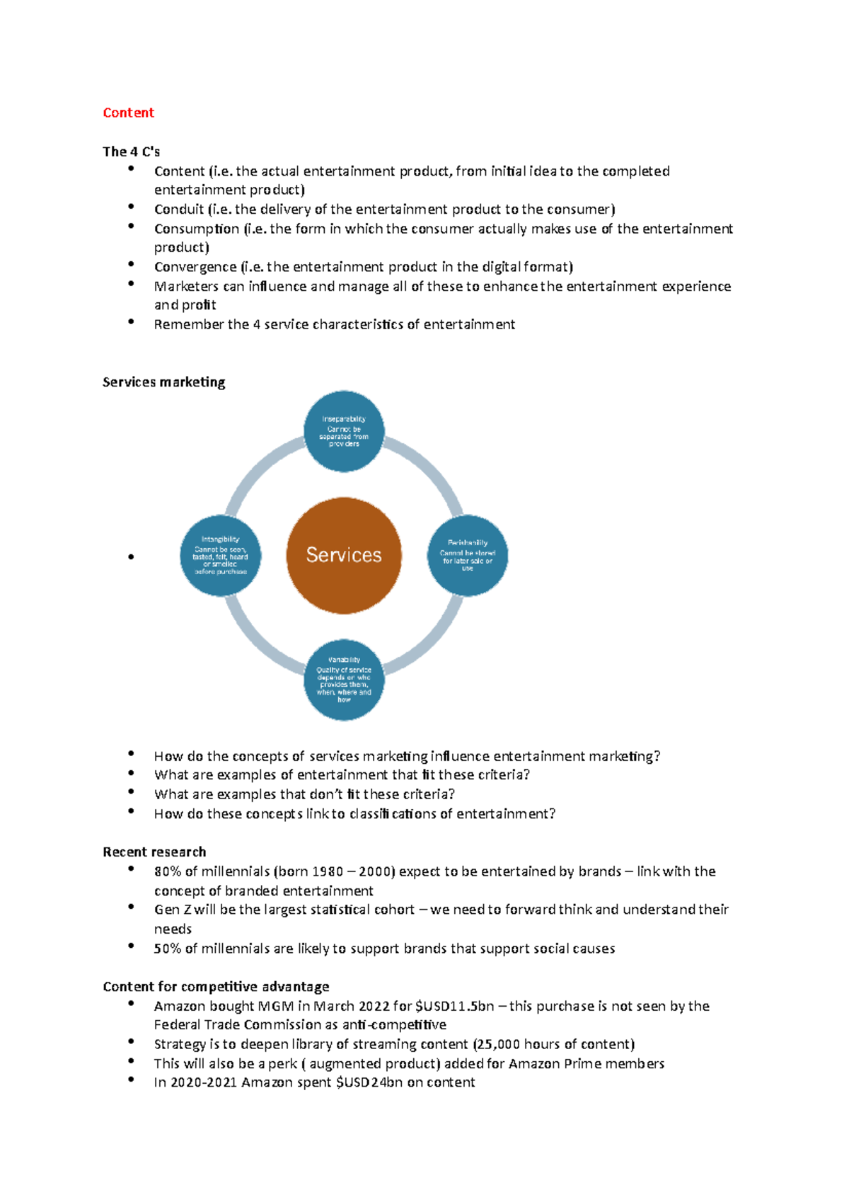 AMB207 - Tute 3 - Content The 4 C's Content (i. the actual ...