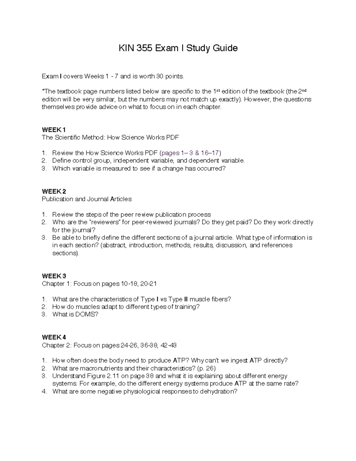 06 KIN 355 Exam I Study Guide Fall 2021 - KIN 355 Exam I Study Guide ...