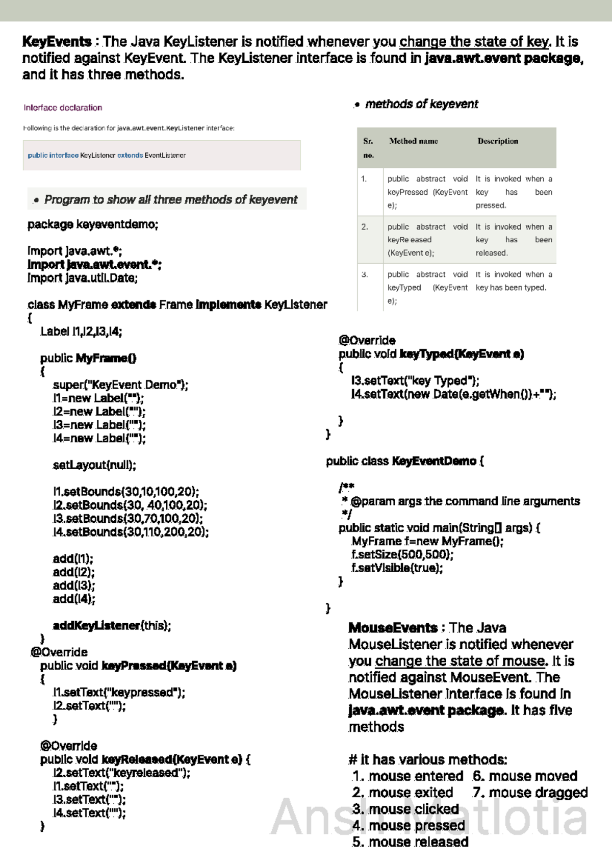 Java topic 28 feb - package keyeventdemo; import java.*; import java.awt.*; import java.util ...