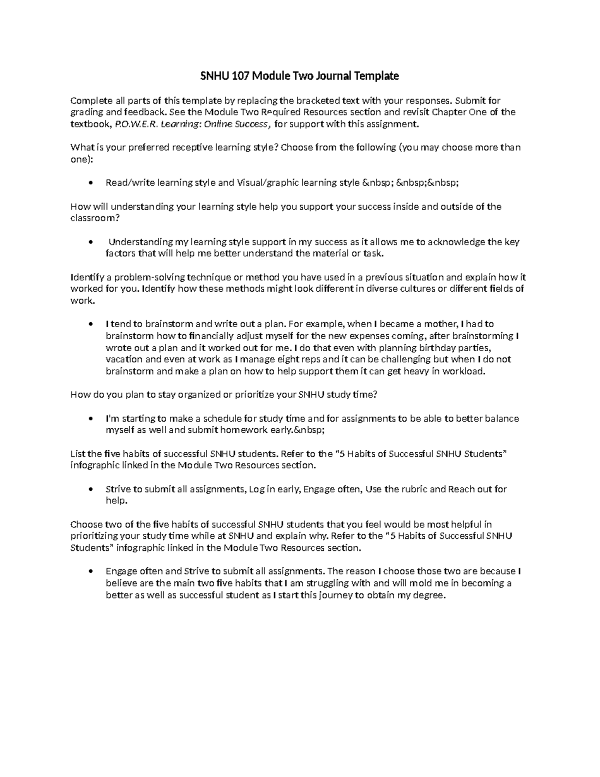 SNHU 107 Module Two Journal Template - SNHU 107 Module Two Journal ...