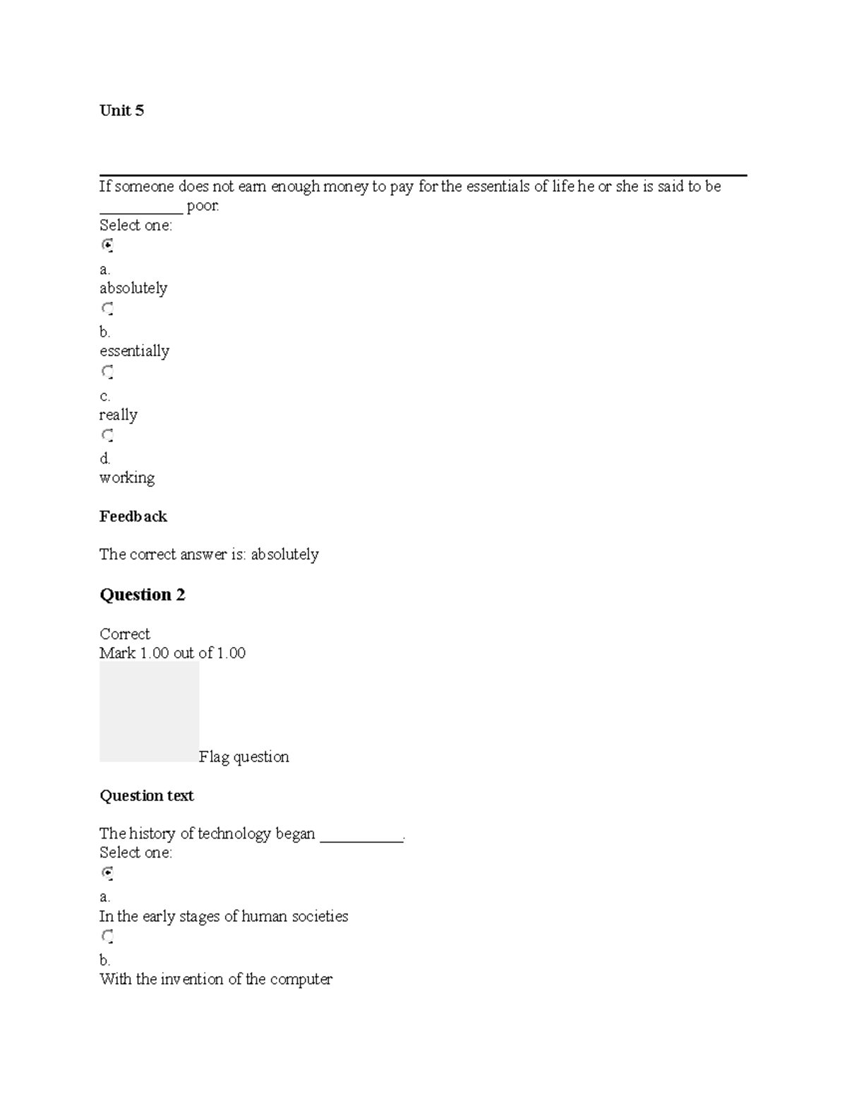 Sociology 1502 Self Quiz Unit 5 - Unit 5 If someone does not earn ...