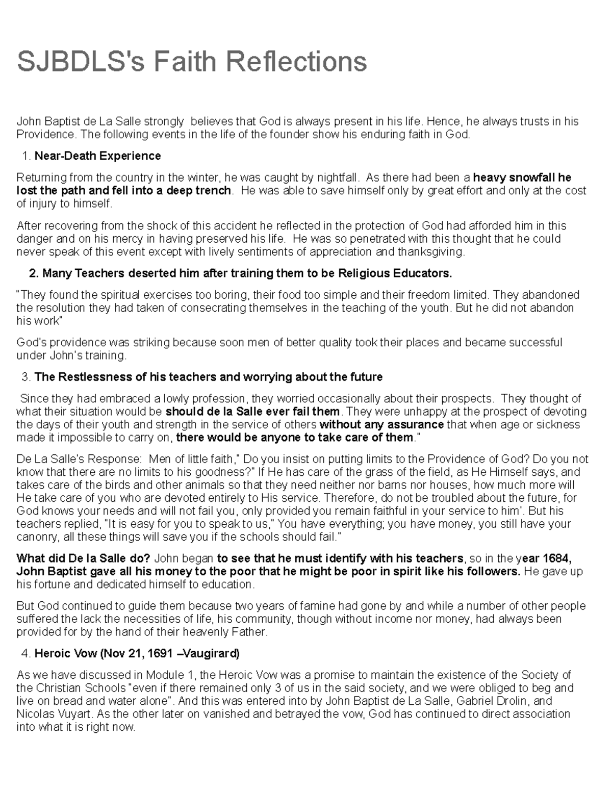 Sjbdlss-Faith-Reflections - SJBDLS's Faith Reflections John Baptist de ...