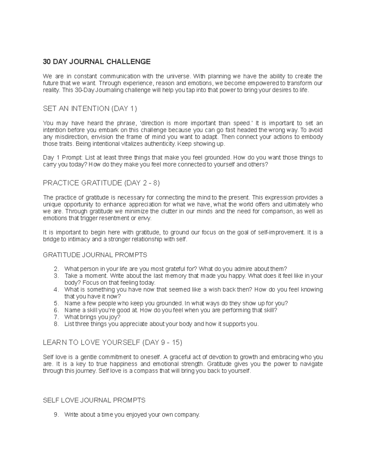 30 day Journal Guide - 30 DAY JOURNAL CHALLENGE We are in constant ...