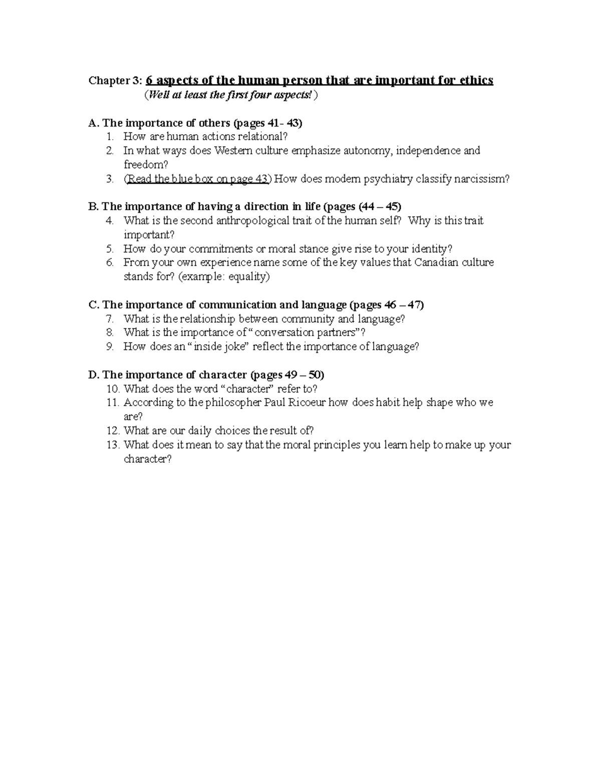 Six Aspects of Person Textbook Questions - Chapter 3: 6 aspects of the ...