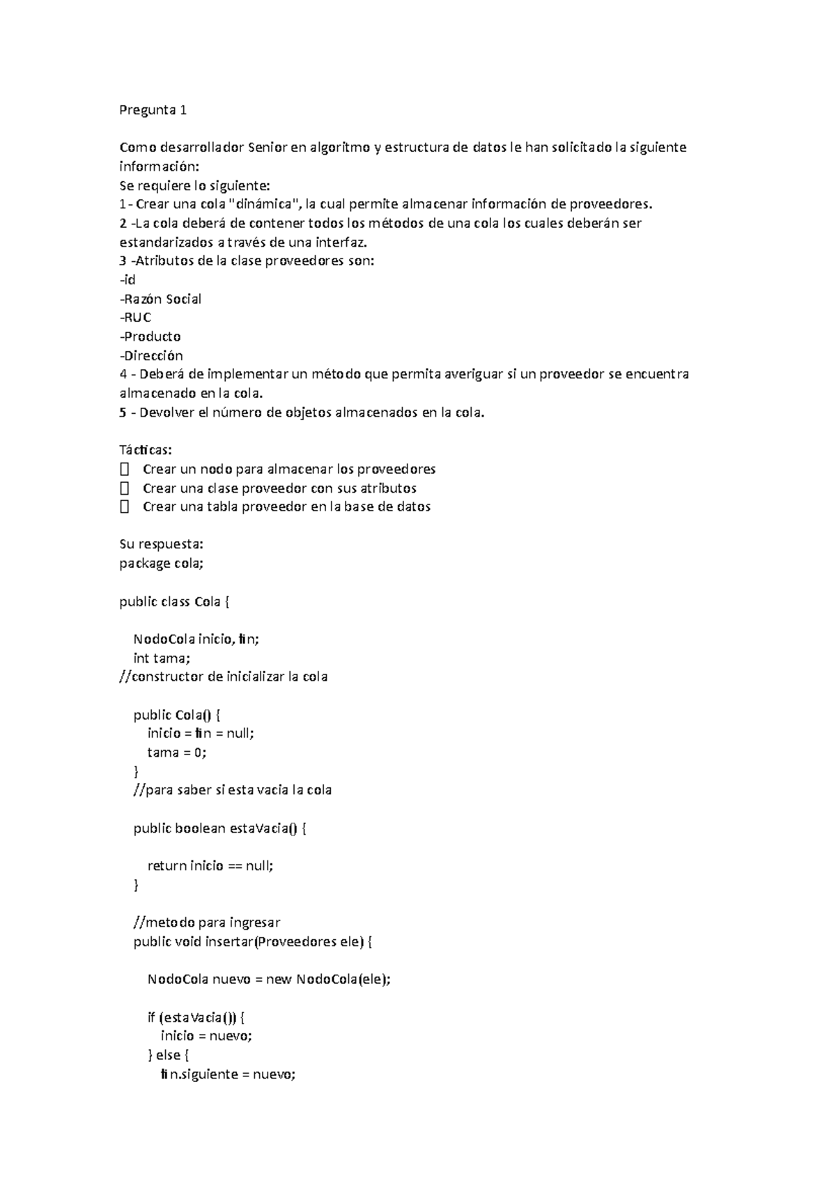 PC 2 Algoritmo II - PC2 del curso - Pregunta 1 Como desarrollador Senior en algoritmo y ...