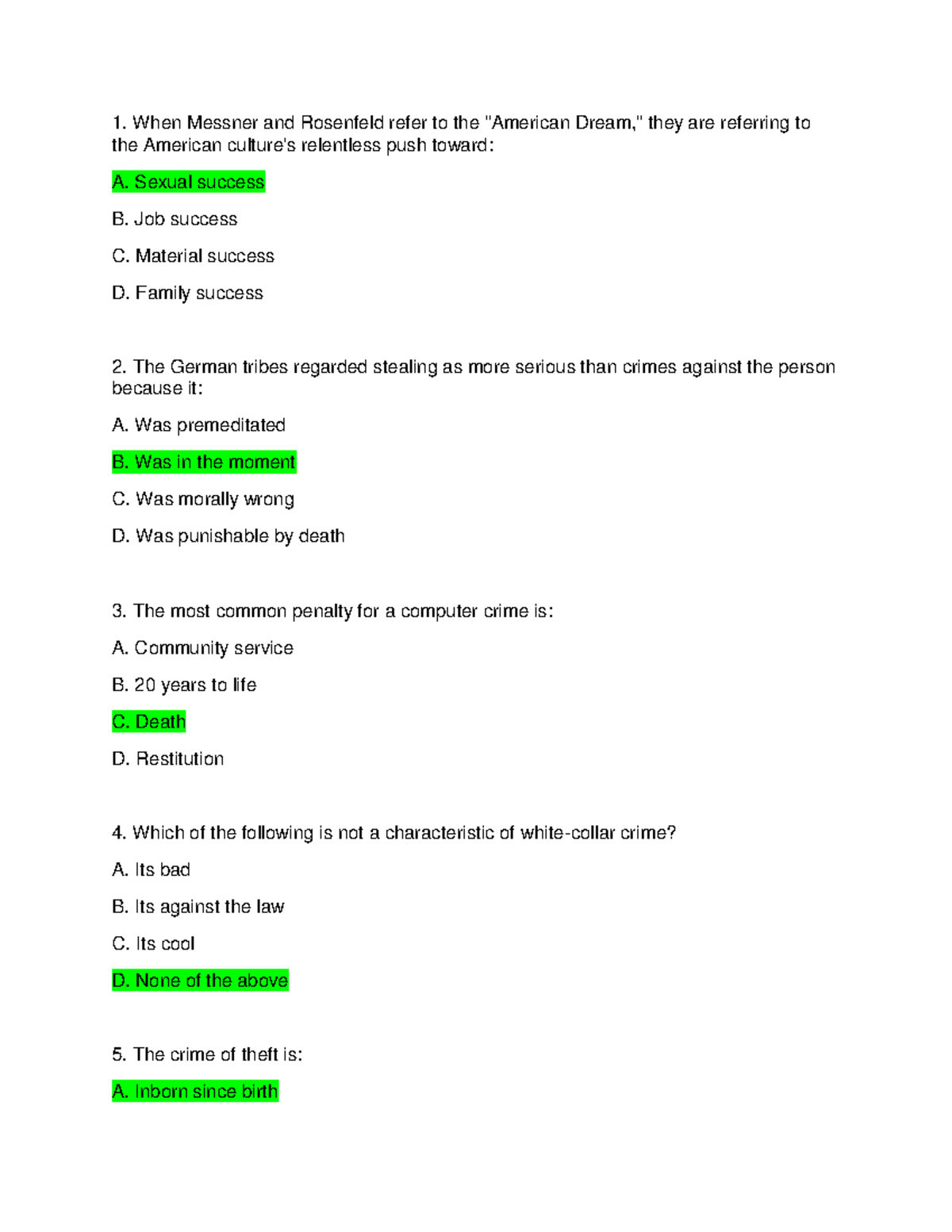 Crime theories and Rational choice exam part 2 - When Messner and ...