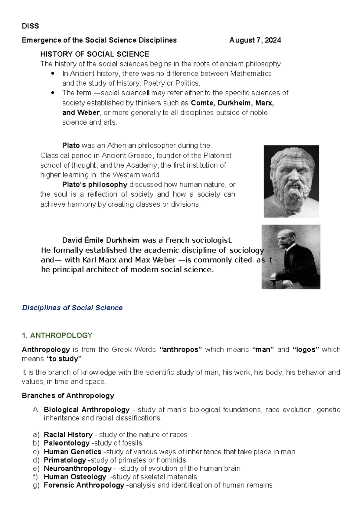 Emergence of the Social Science Disc - DISS Emergence of the Social ...