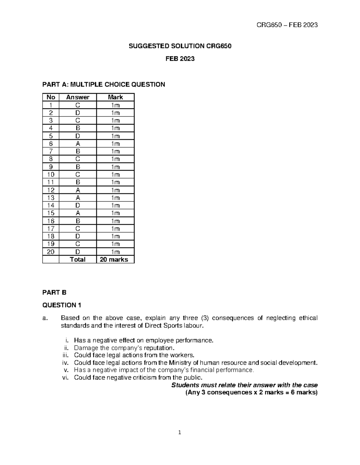 CRG650 FEB2023 SS PASS-650 Febss - SUGGESTED SOLUTION CRG FEB 2023 PART ...